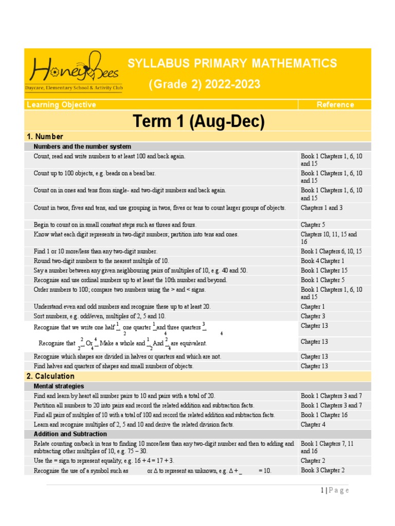 Syllabus Matching Grid Cambridge Primary Mathematics Stage 2 | PDF ...