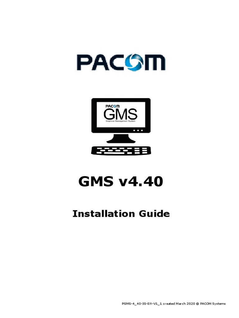 PACOM GMS v4.40 Installation Guide | PDF | Databases | Microsoft Sql Server