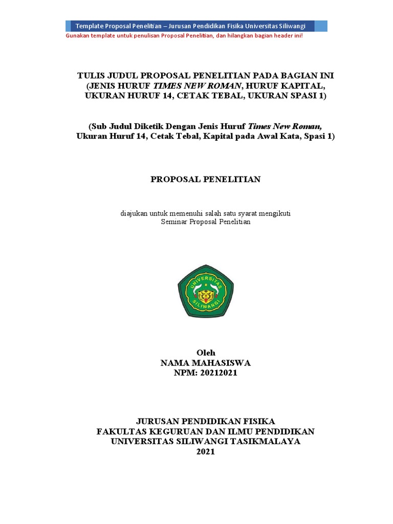 Template Proposal Penelitian Kuantitatif | PDF