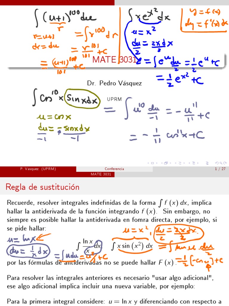 MATE 3031: Dr. Pedro Vásquez | PDF | Integral | Relaciones matematicas