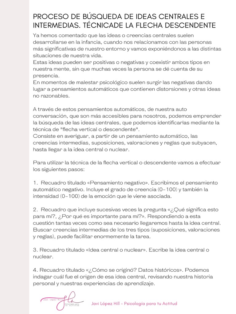 Tecnica de Flecha Descendente | PDF | Pensamiento | Ansiedad