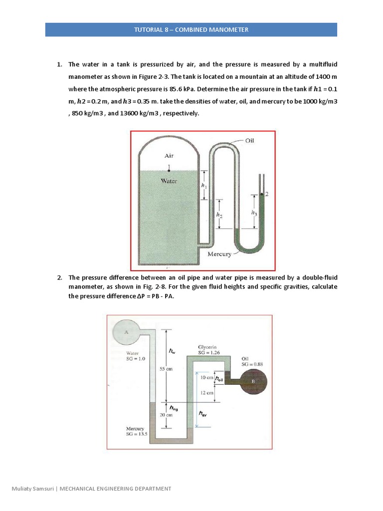 Pressure Measurement with Manometers | PDF