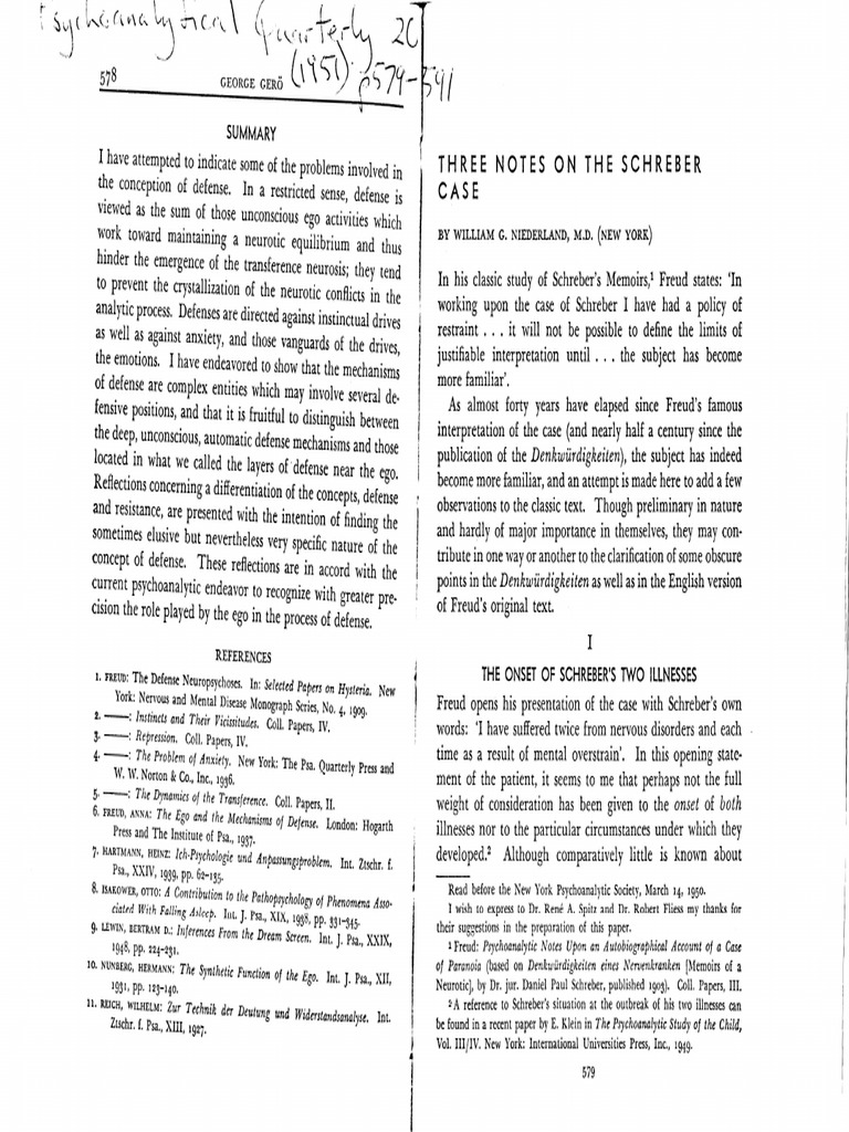 Three Notes On The Schreber Case | PDF | Id | Psychoanalysis