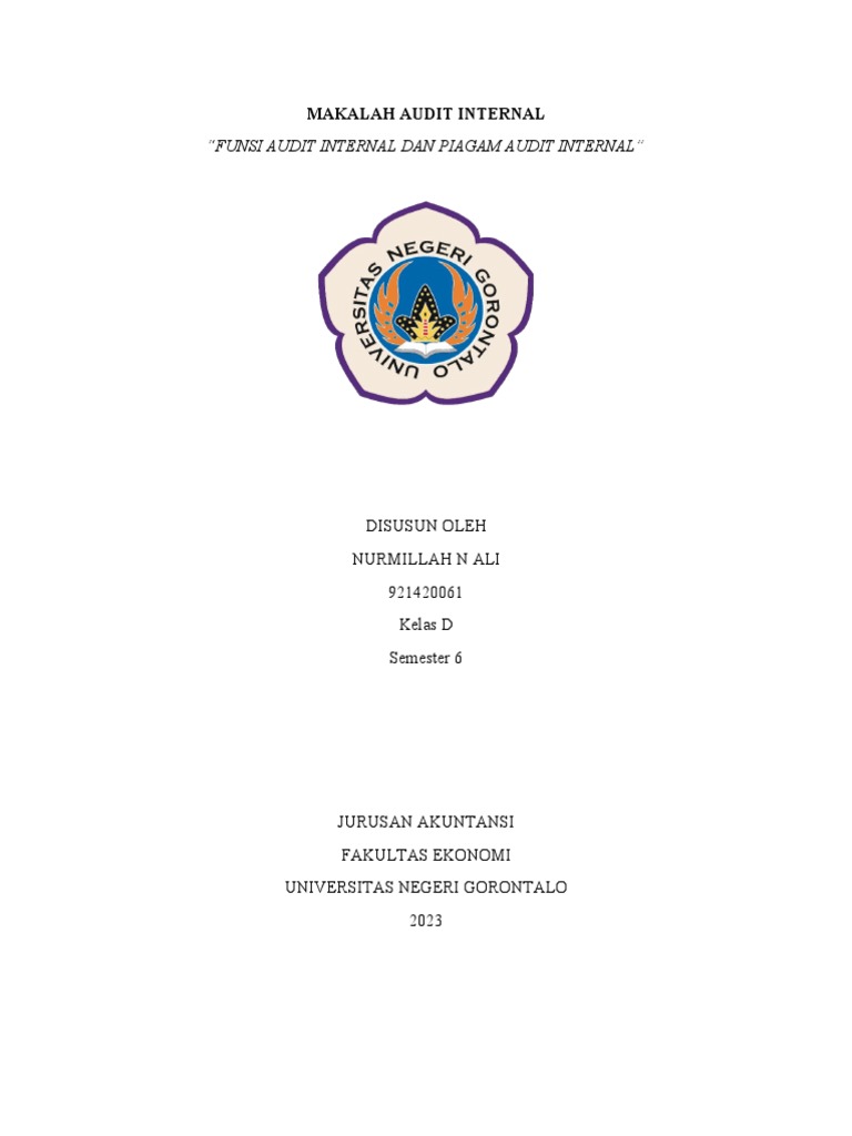Makalah Bab 3 Audit Internal Nurmillah N Ali (921420061) | PDF | Karier & Perkembangan ...
