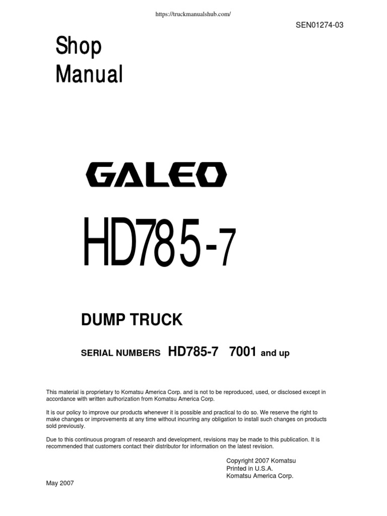 Komatsu HD785-7 Shop Manual PDF | PDF | Brake | Steering