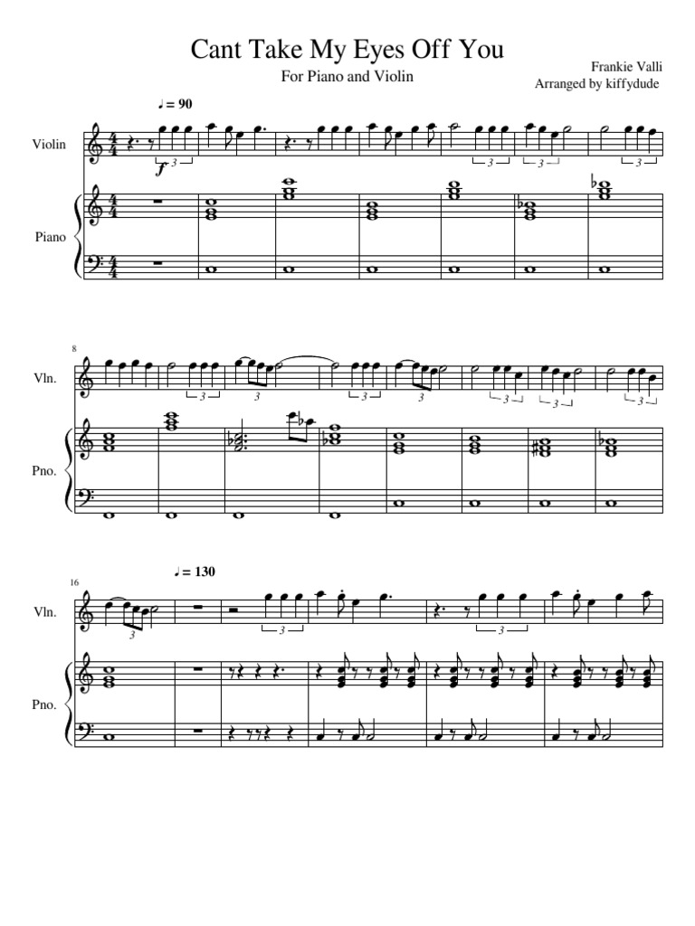 Cant Take My Eyes Off You For Piano and Violin | PDF