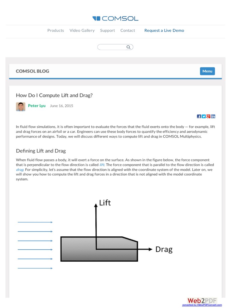 How Do I Compute Li and Drag?: Comsol Blog Comsol Blog | PDF | Lift (Force) | Force