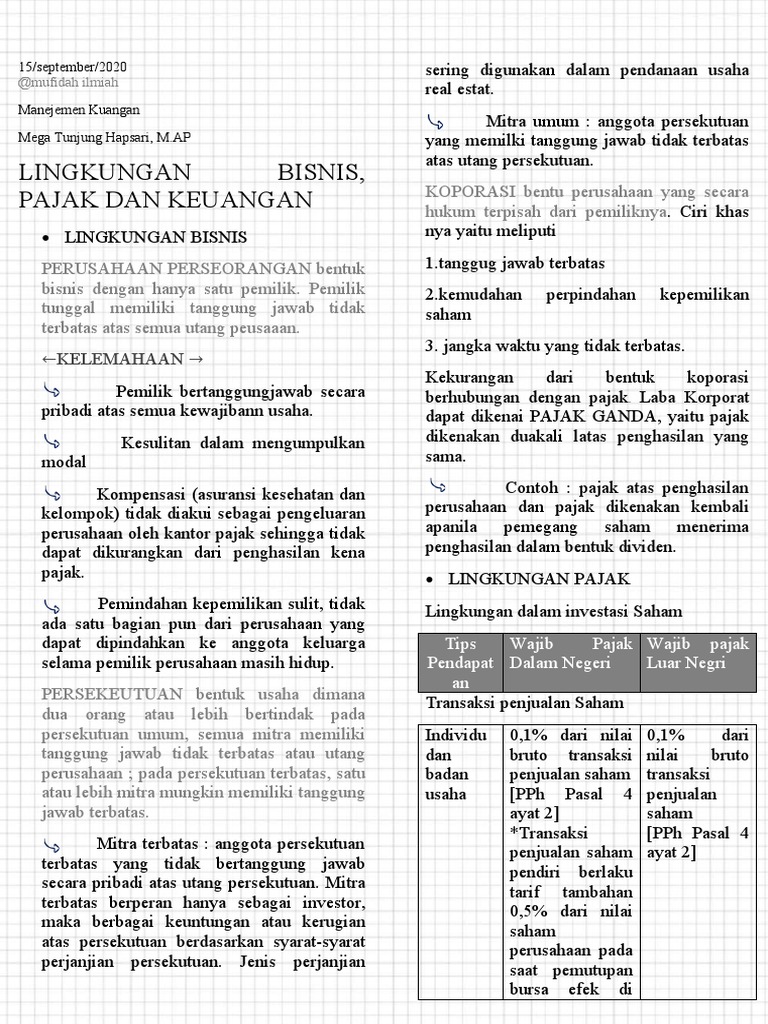 Lingkungan Bisnis, Pajak Dan Keuangan (MK) | PDF
