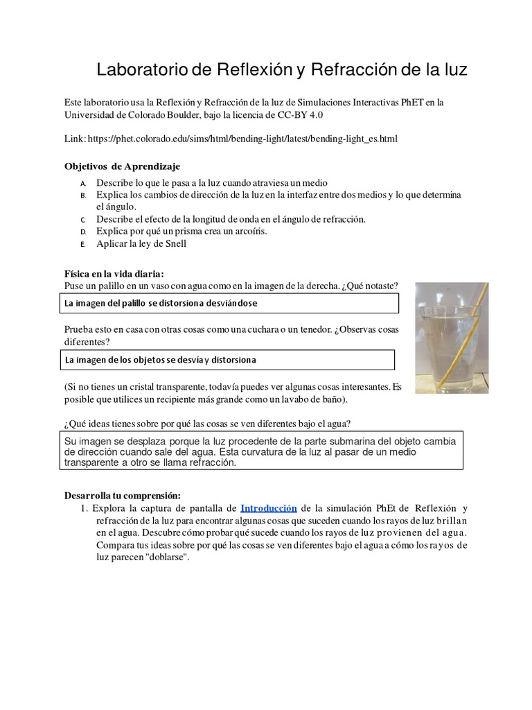 Reflexión y Refracción de la Luz | PDF | Refracción | Ligero