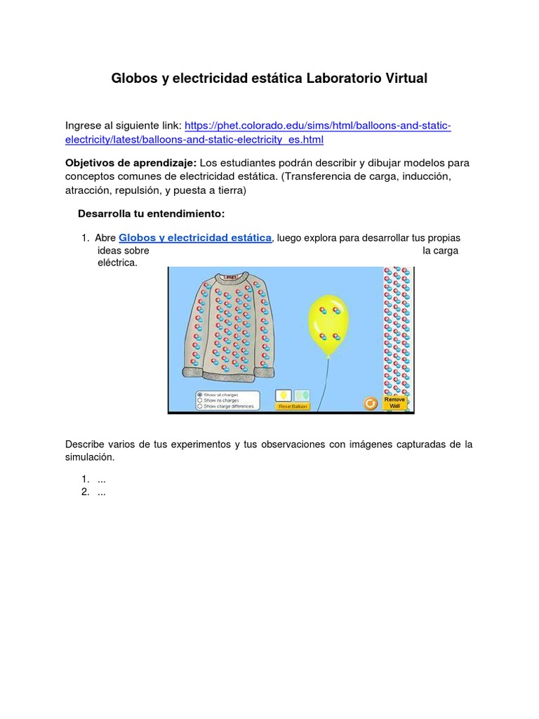 Experimentos de Electricidad Estática con Globos | PDF | Ciencia y ...