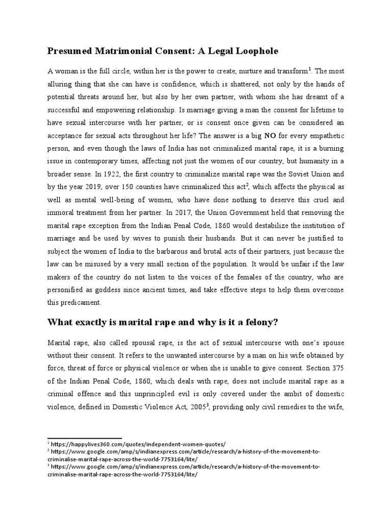 Fariya and Siddharth Marital Rape Paper | PDF | Marriage | Rape