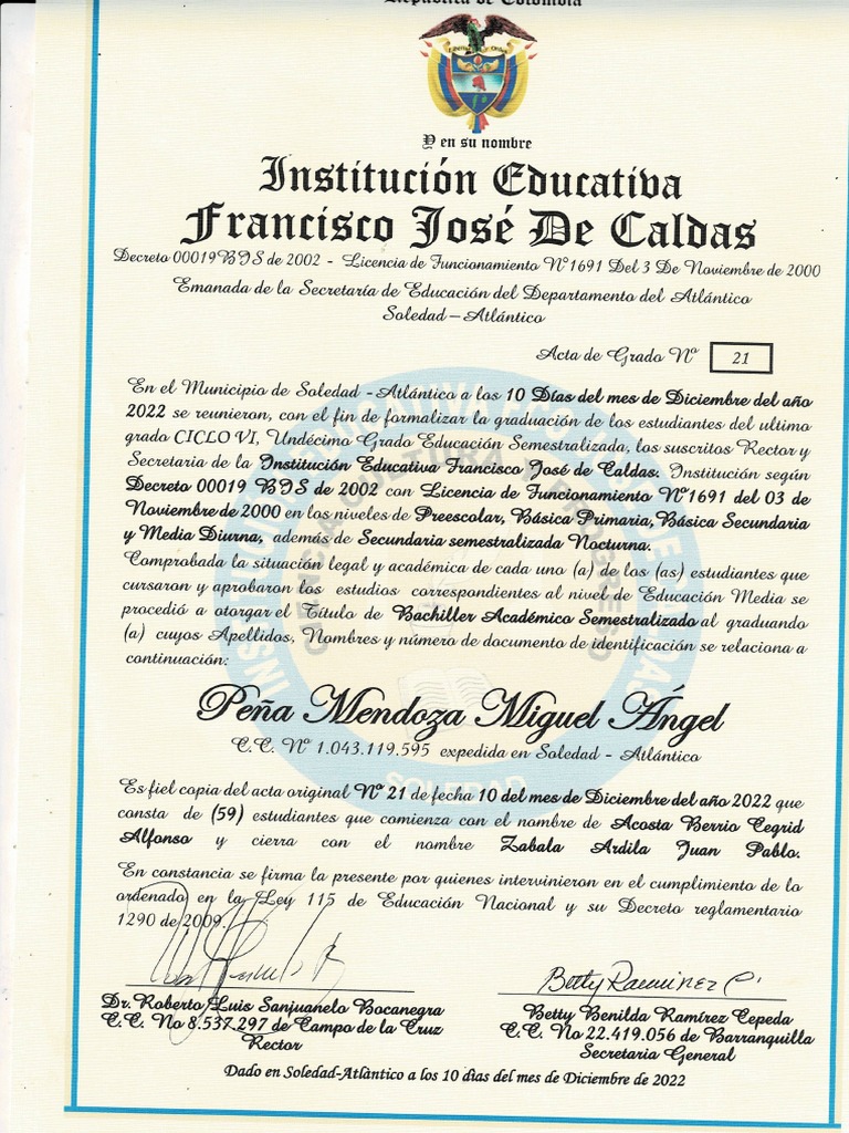 Titulo de Bachiller | PDF