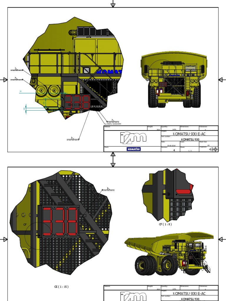 Engineering drawings and specifications for components of a Komatsu ...