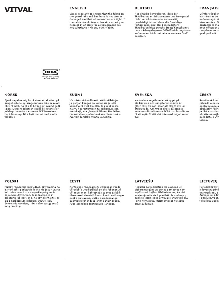 Manual Ikea VITVAL (2 Páginas) | PDF