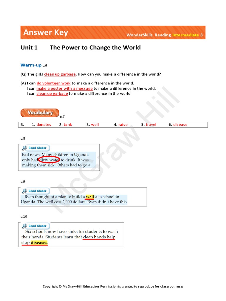 Studentbook AnswerKey - Intermediate 3 | PDF