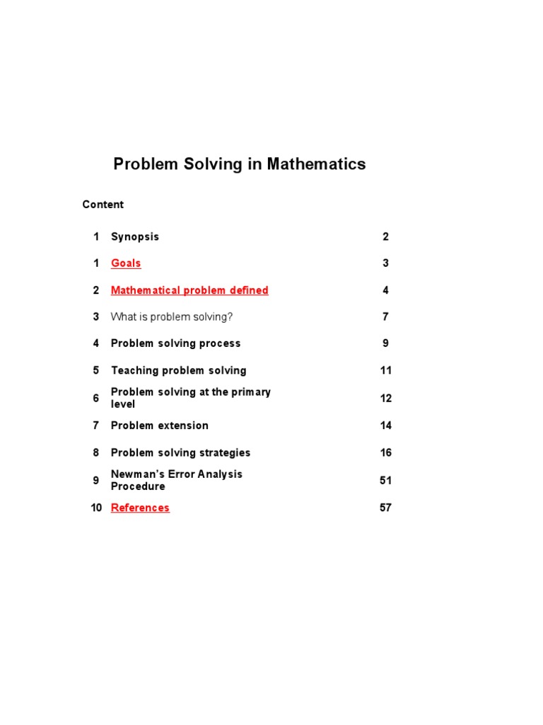 Problem Solving in Mathematics Module | PDF | Reading Comprehension ...