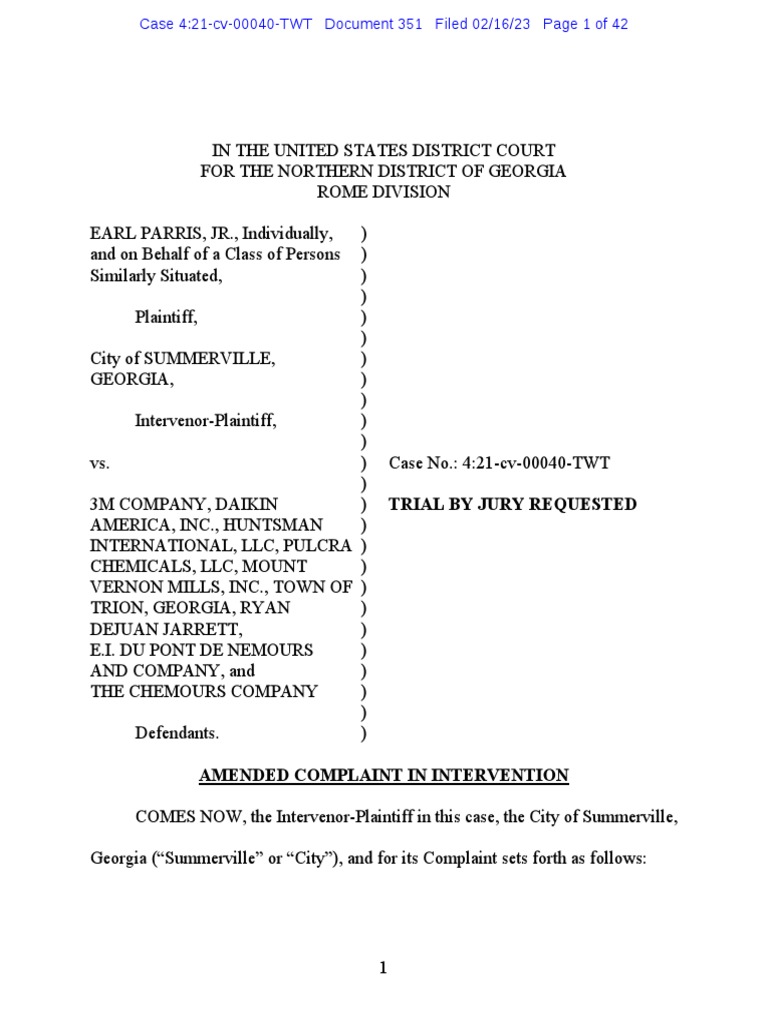 Summerville vs. PFAS Manufacturers | PDF | Politics