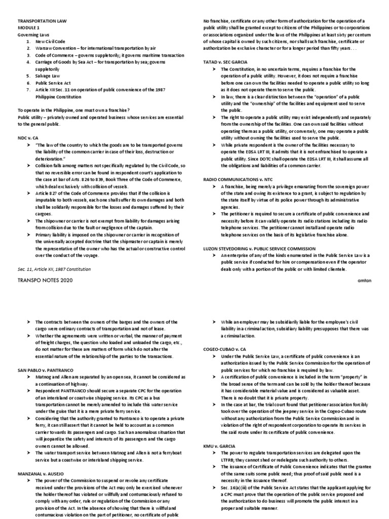Transportation Law | PDF | Legal Liability | Negligence