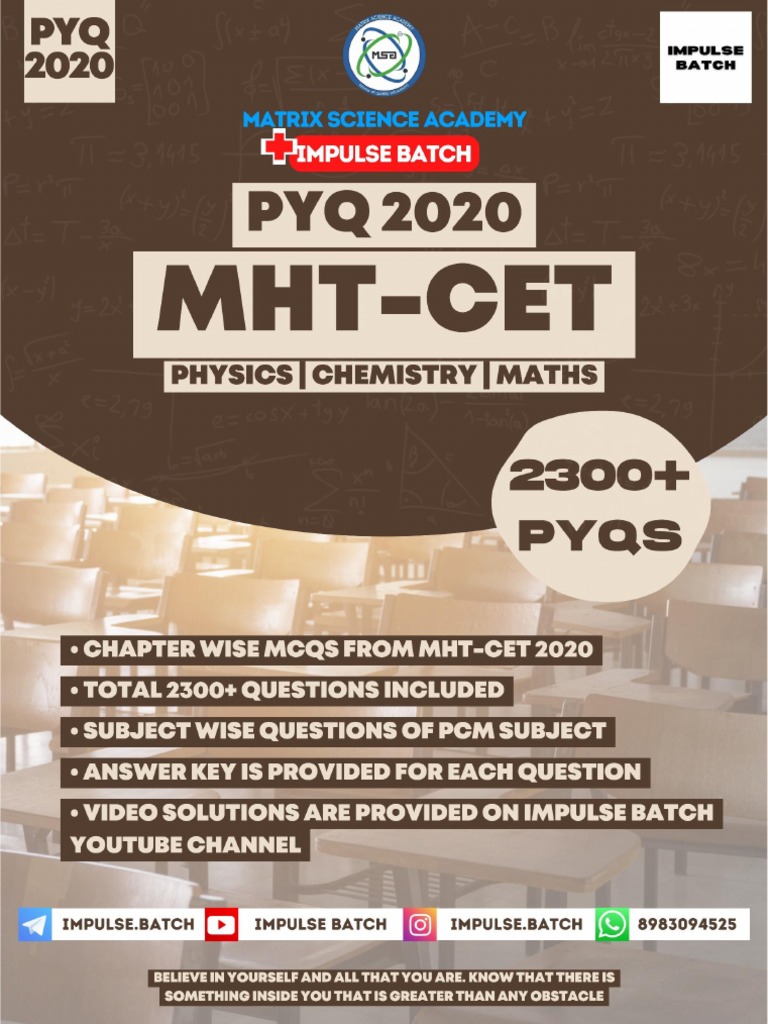 PCM Mht-Cet 2020 Pyqs PDF | PDF | Mass | Force