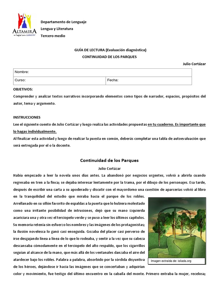 Guía de Lectura: "Continuidad de los Parques" | PDF | Cuentos