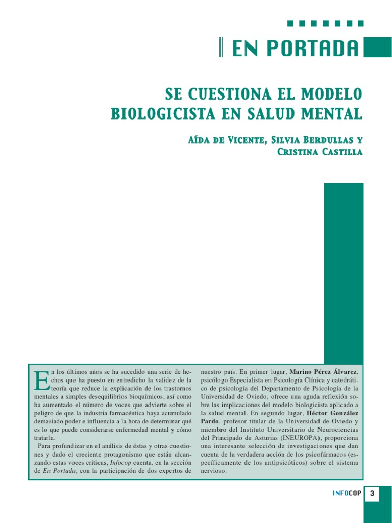 Cuestionando el Modelo Biologicista | PDF | Trastorno mental | Sicología