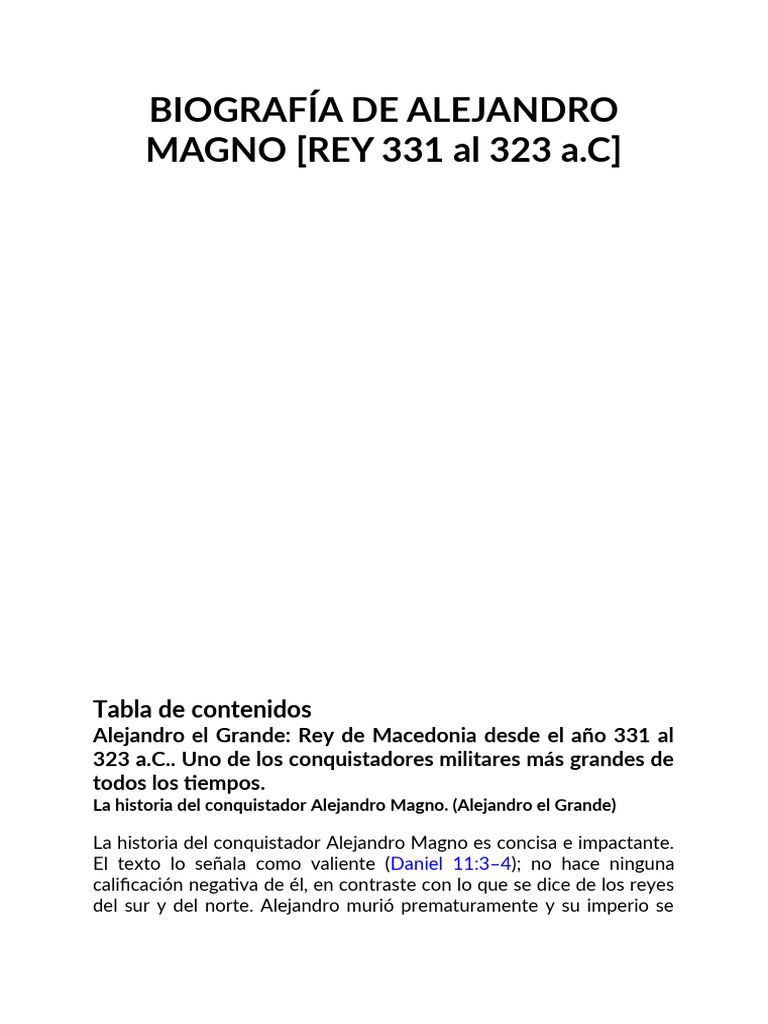 Biografía de Alejandro Magno | PDF | Alejandro el Grande | Antigua Grecia