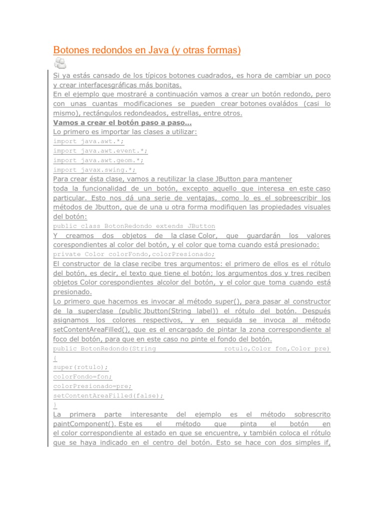 Botones Redondos en Java | PDF