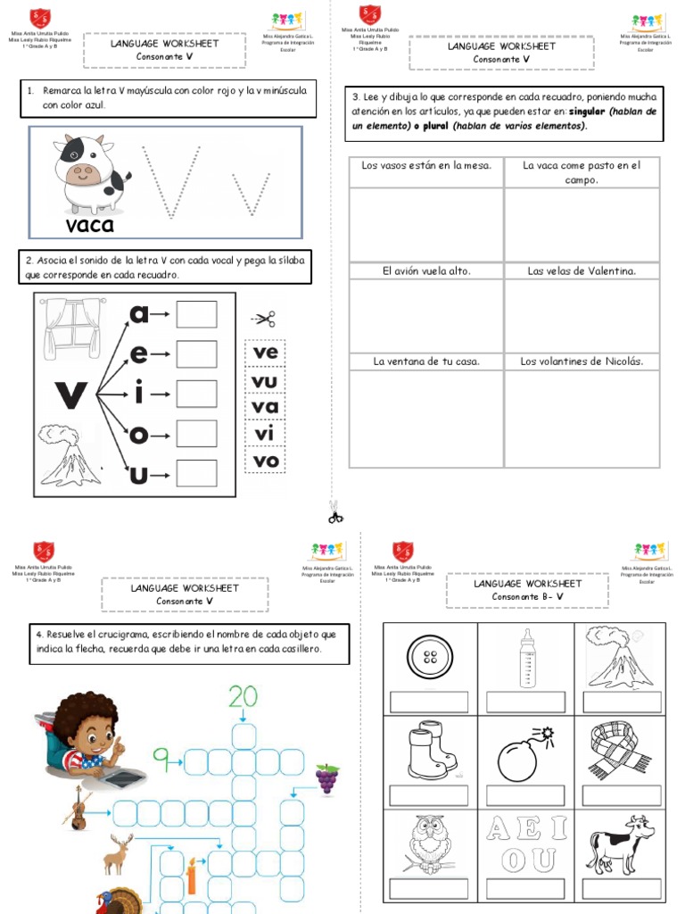 Actividades para aprender la consonante V | PDF | Lingüística | Fonética