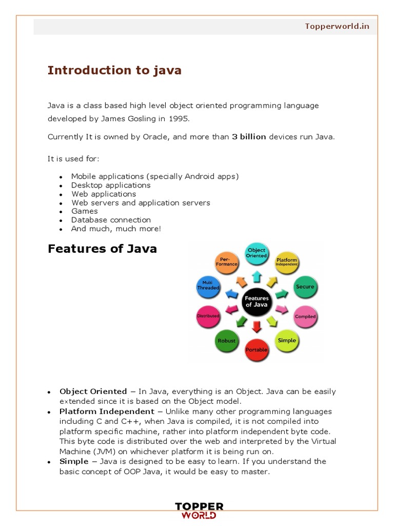 Introduction To Java 1 | PDF