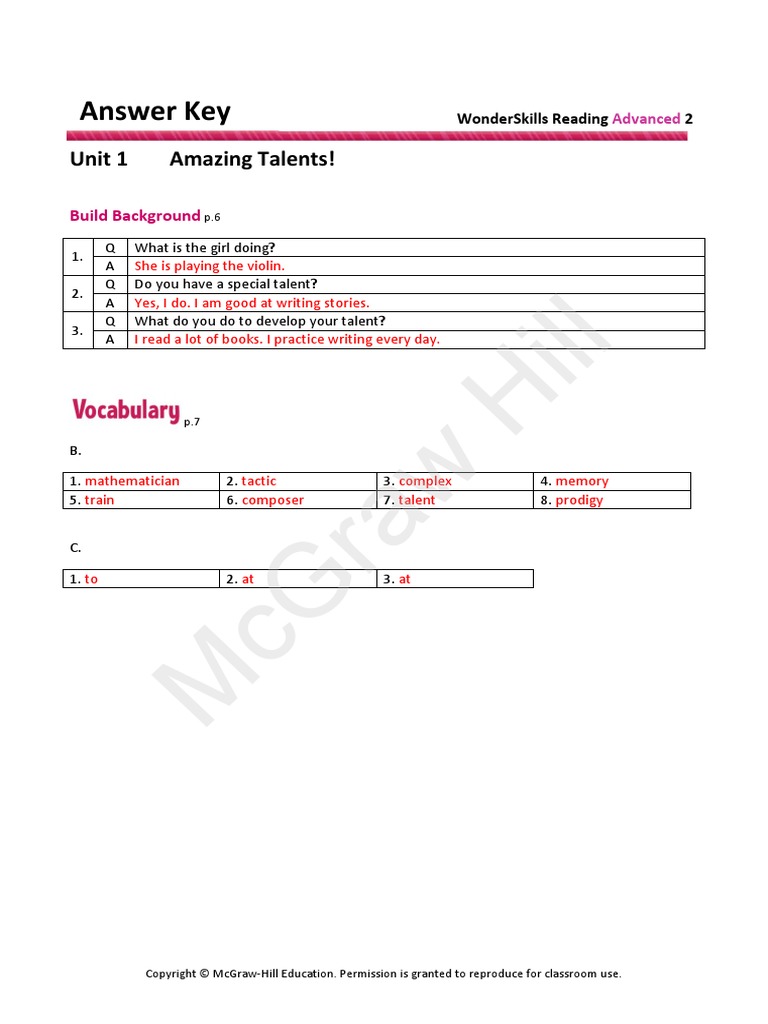 Answer Key - WonderSkills - Advanced 2 | PDF | Wright Brothers | Moon