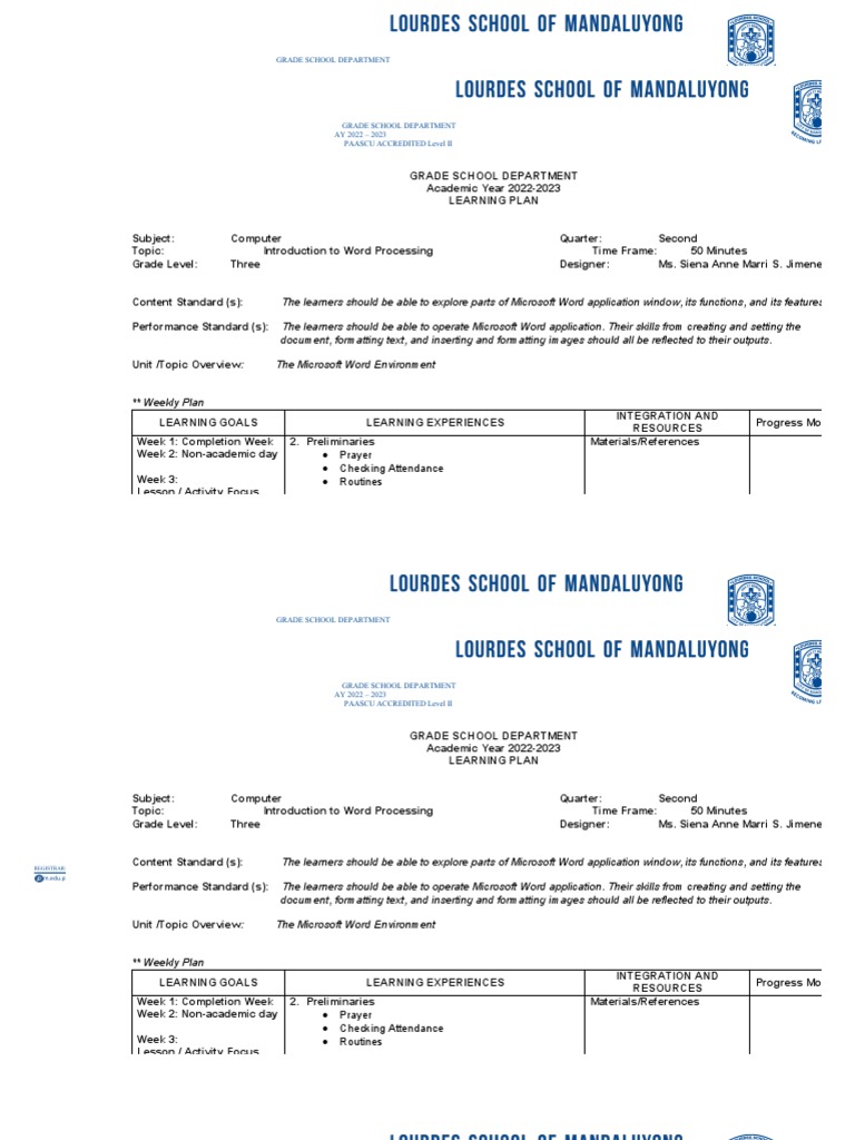 2Q - WK 4 - Computer G3 | PDF | Microsoft Word | Learning