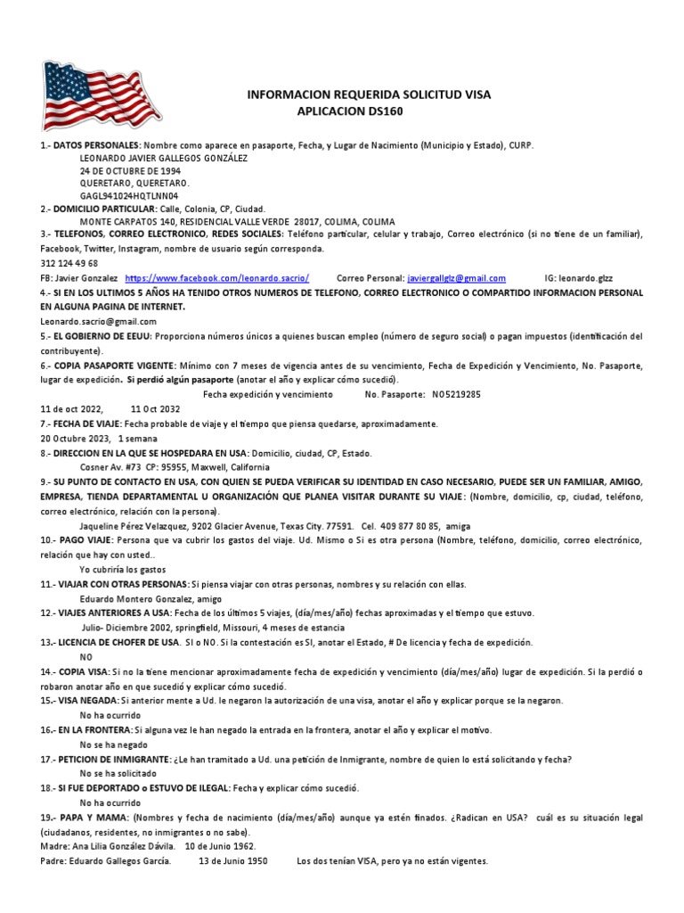 Solicitud de Visa DS-160: Guía Completa | PDF | Instituciones sociales