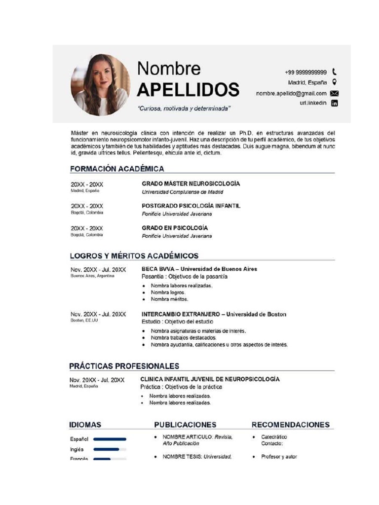 Modelo Curriculum Vitae | PDF