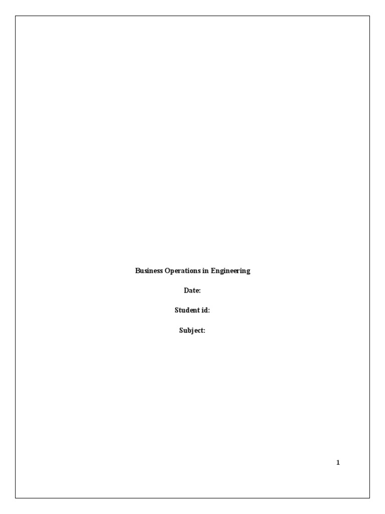Business Operations in Engineering Date: Student Id: Subject | PDF ...