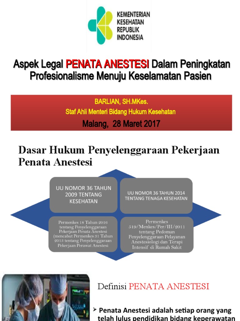 Aspek Legal Penata Anestesi | PDF