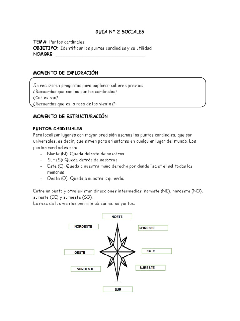 Guía de Puntos Cardinales para Niños | PDF | Artes del Lenguaje y ...