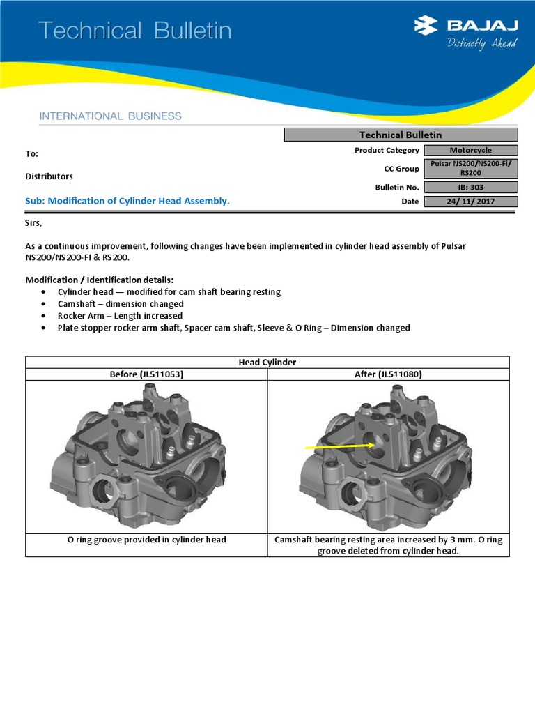 IB-303 - NS 200 NS-Fi RS200 - Modification of Cylinder Head Assly | PDF ...