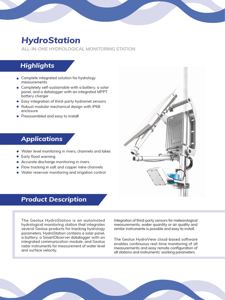 HydroStation Datasheet Web | PDF | Hydrology | Solar Panel