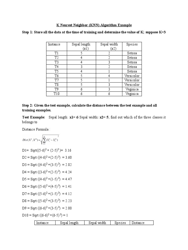 KNN Example | PDF | Applied Mathematics | Algorithms KNN Example | PDF | Applied Mathematics | Algorithms