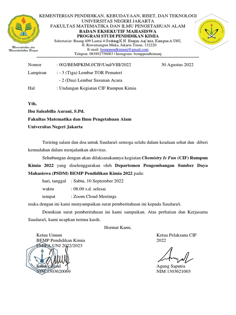 002 - Surat Undangan Pemateri CIF 2022 PDF | PDF