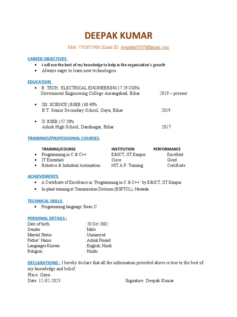 Deepak Resume | PDF