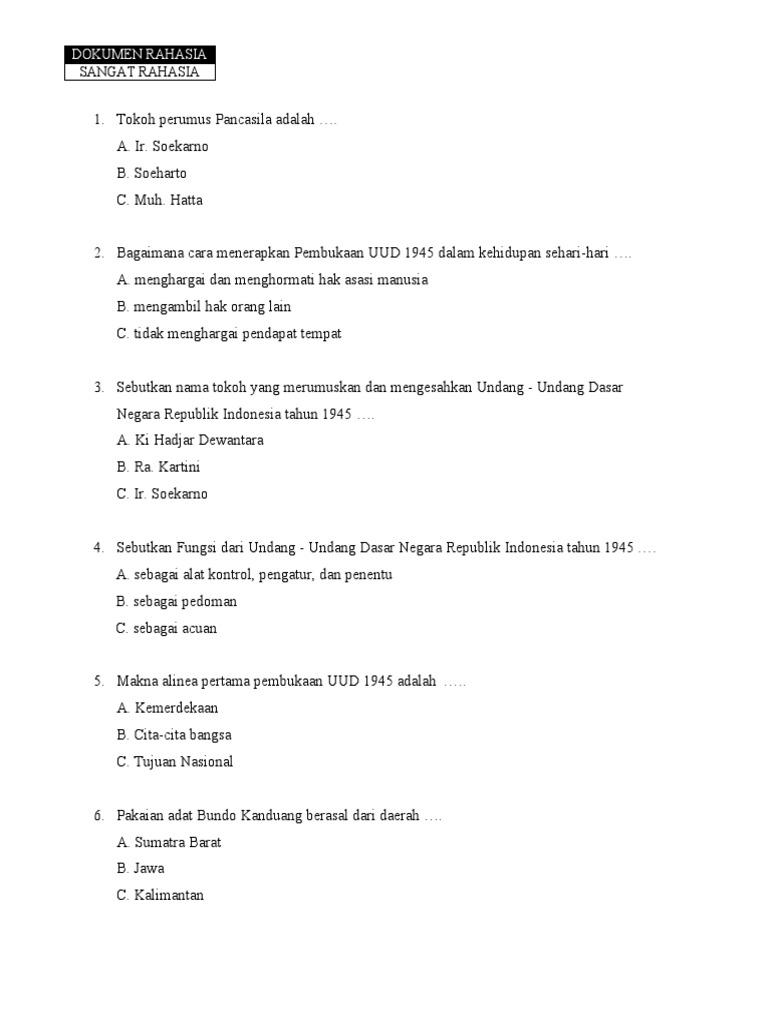 Soal PKN untuk SMPLB Tunagrahita | PDF