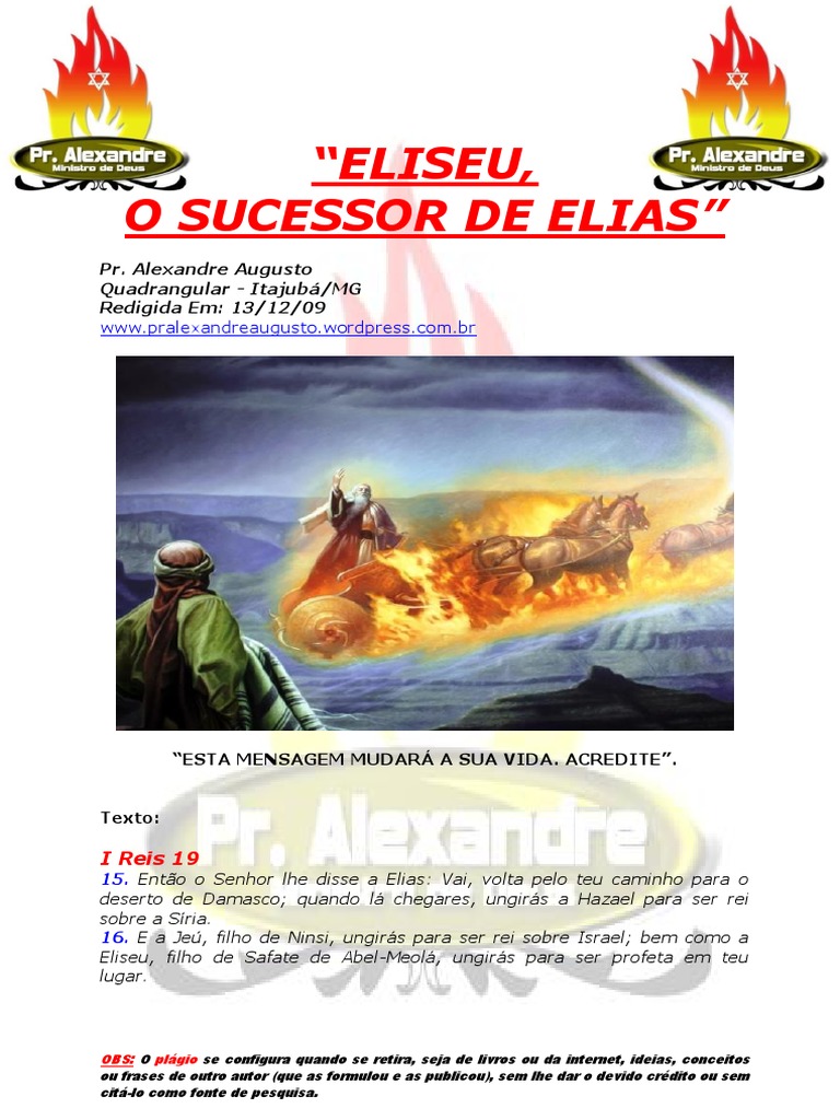 Elizeu o Sucessor de Elias | PDF | Elias | Deus