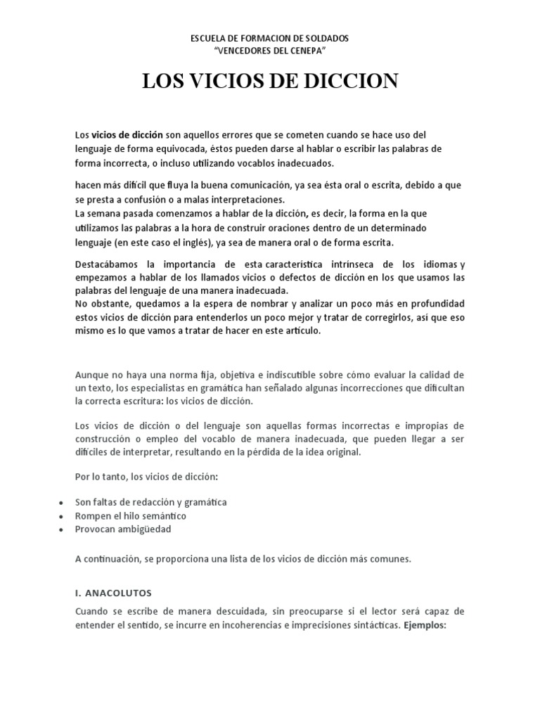 LOS VICIOS DE DICCION | PDF