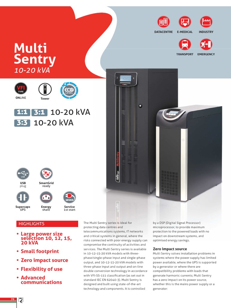 Fisa Tehnica MULTI SENTRY 10-200 KVA | PDF | Rechargeable Battery | Electronics