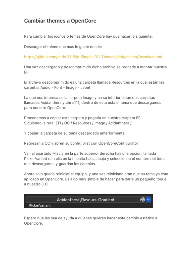 Cambiar temas en OpenCore | PDF