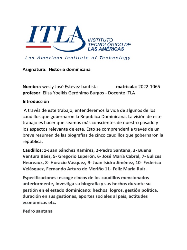 Biografía de Gregorio Luperón | PDF | República Dominicana | Antillas Mayores