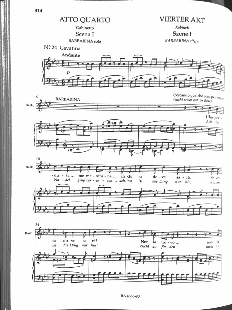 Le Nozze de Figario - Aria de Barbarina | PDF