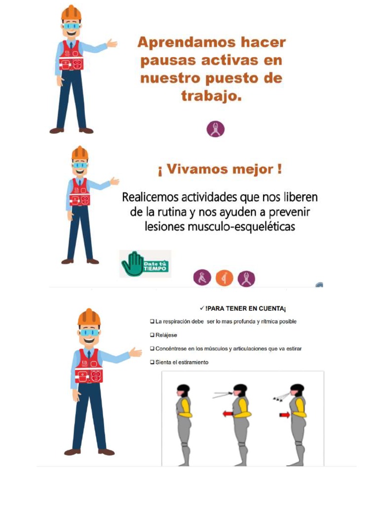 Cartilla de Ejercicios de Pausas Activas | PDF