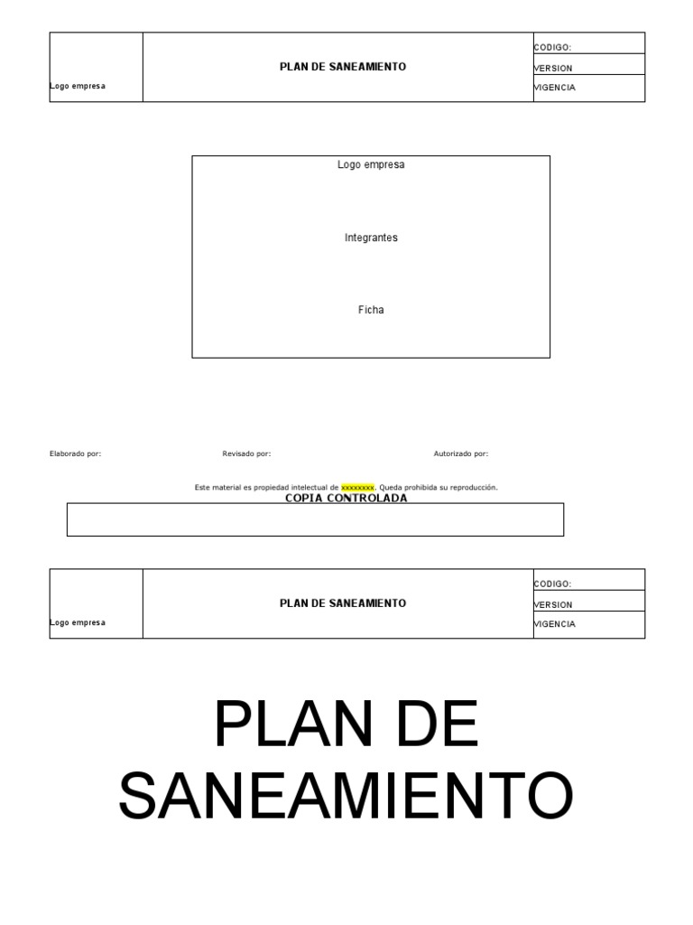 PLANTILLA - PLAN - DE - SANEAMIENTO - 1 Henry | PDF | Toxicidad | Saneamiento